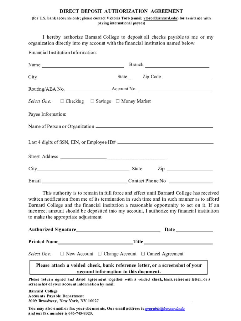 Fillable Online Direct Deposit agreement (1).pdf Fax Email Print ...
