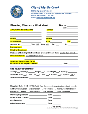 Fillable Online Planning Clearance Worksheet Fax Email Print - pdfFiller