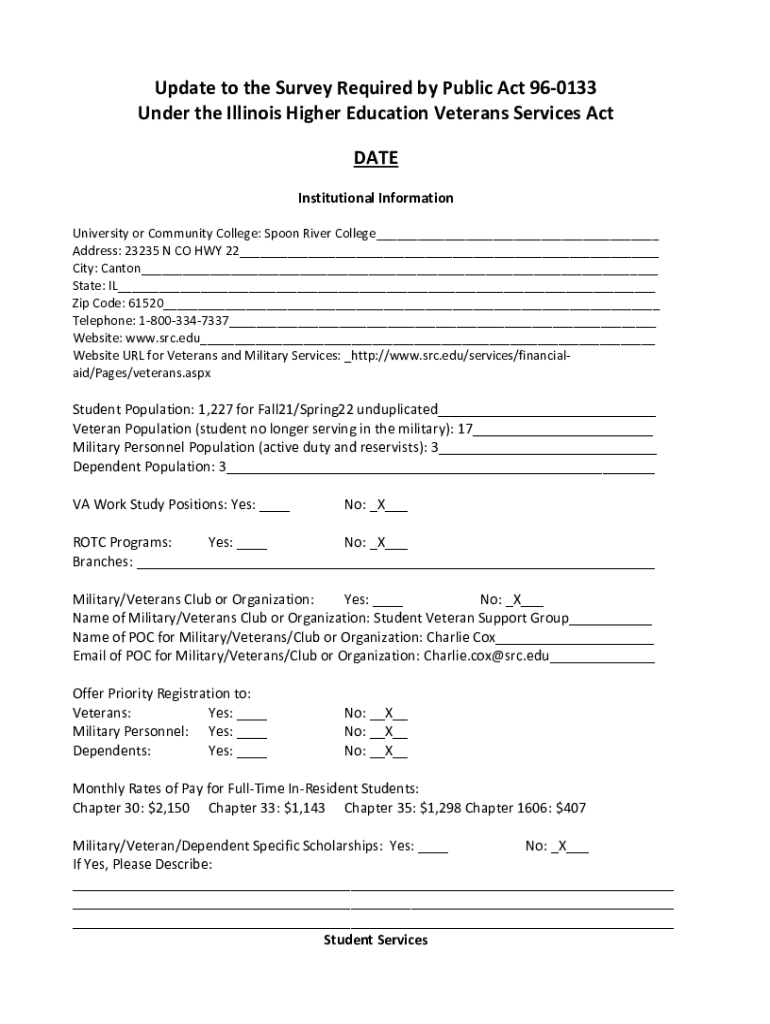 Fillable Online Update to the Survey Required by Public Act 96-0133 ... Fax Email Print - pdfFiller
