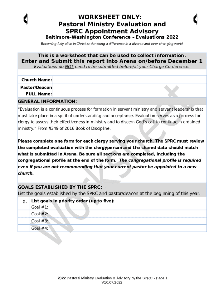WORKSHEET ONLY Deacon Self-Evaluation & Appointment ... Doc Template ...