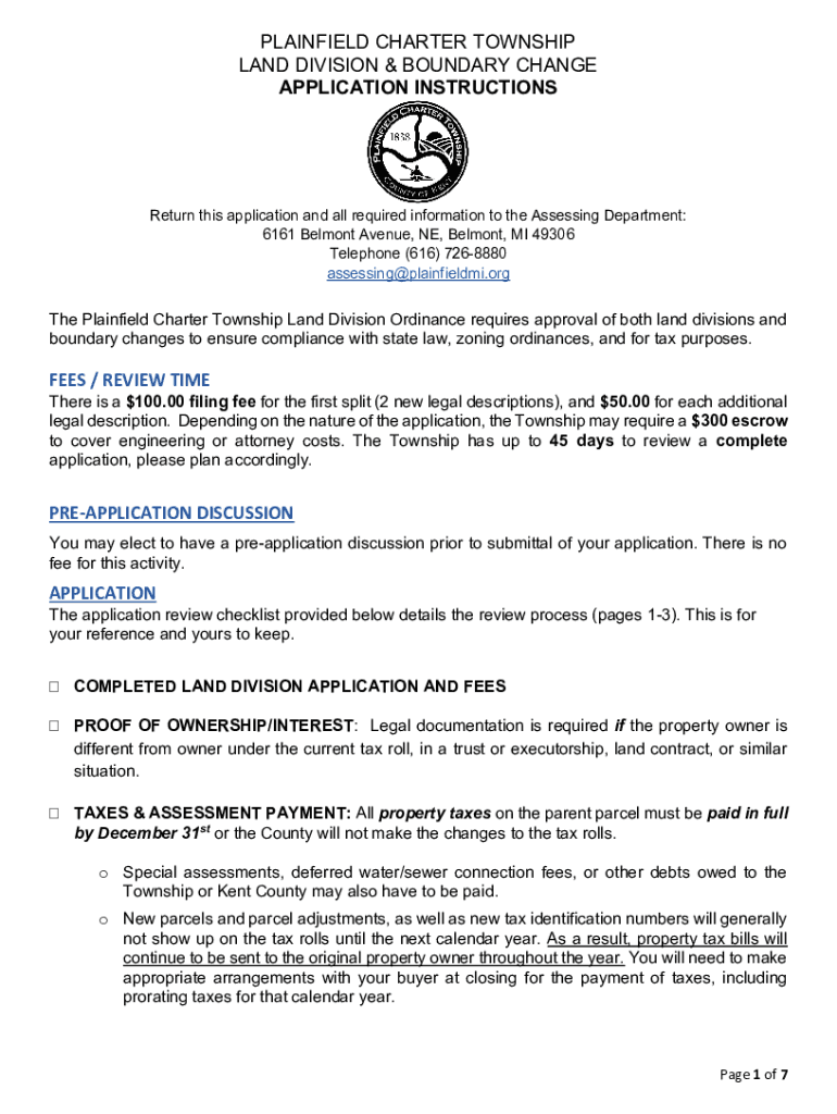 Fillable Online Land Division Application Form (Current) Fax Email ...