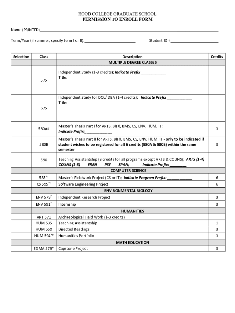 Fillable Online PERMISSION TO ENROLL FORM Fax Email Print - pdfFiller