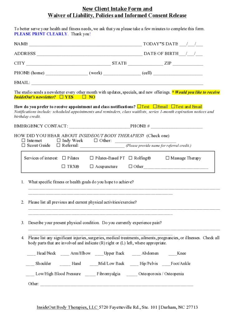 Fillable Online How personal trainer waiver forms and insurance combine ...