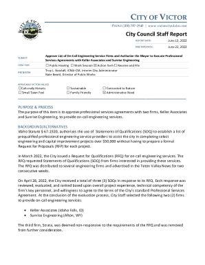 Fillable Online CITY OF VICTOR - City Council Staff Report Fax Email ...