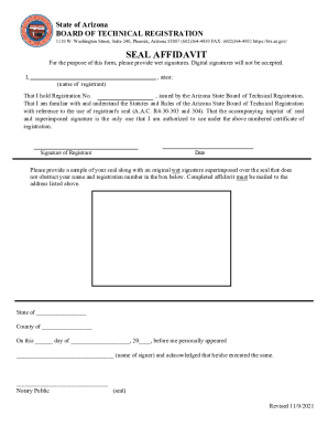 Fillable Online Seal Affidavit - Arizona Board of Technical ...