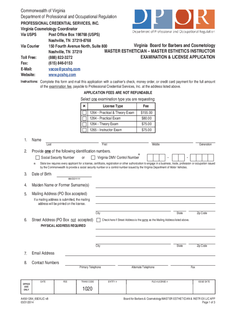 Fillable Online Examination & Licensure Application for Physical ...