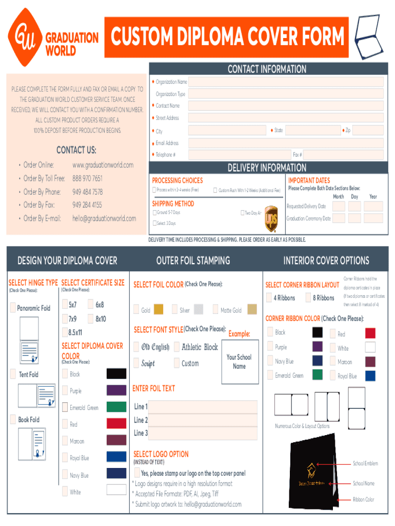 Fillable Online Diploma Cover order form Fax Email Print - pdfFiller