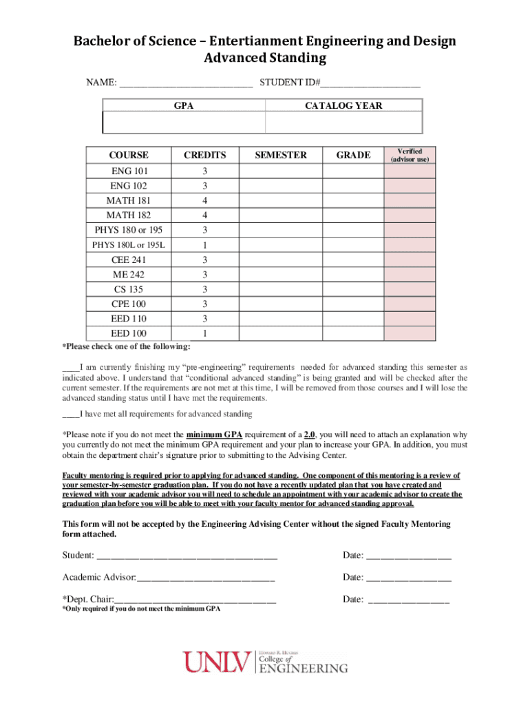 Fillable Online Bachelor of Science -Entertainment Engineering and ...