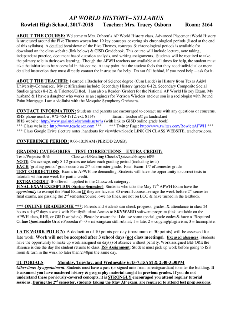 Fillable Online Ap world history modern syllabus - Gebakken Aardappelen ...