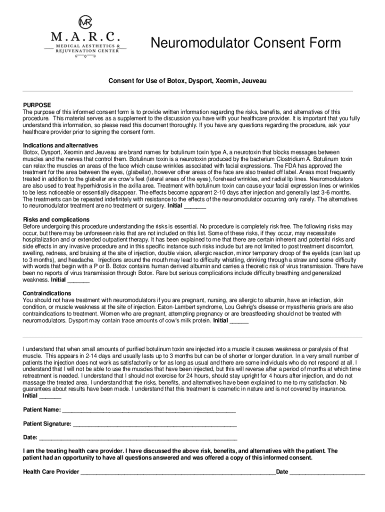 Fillable Online Neuromodulator Consent Form Fax Email Print - pdfFiller