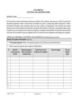 Fillable Online Attachment B Exceptions and Deviations Form Fax Email ...