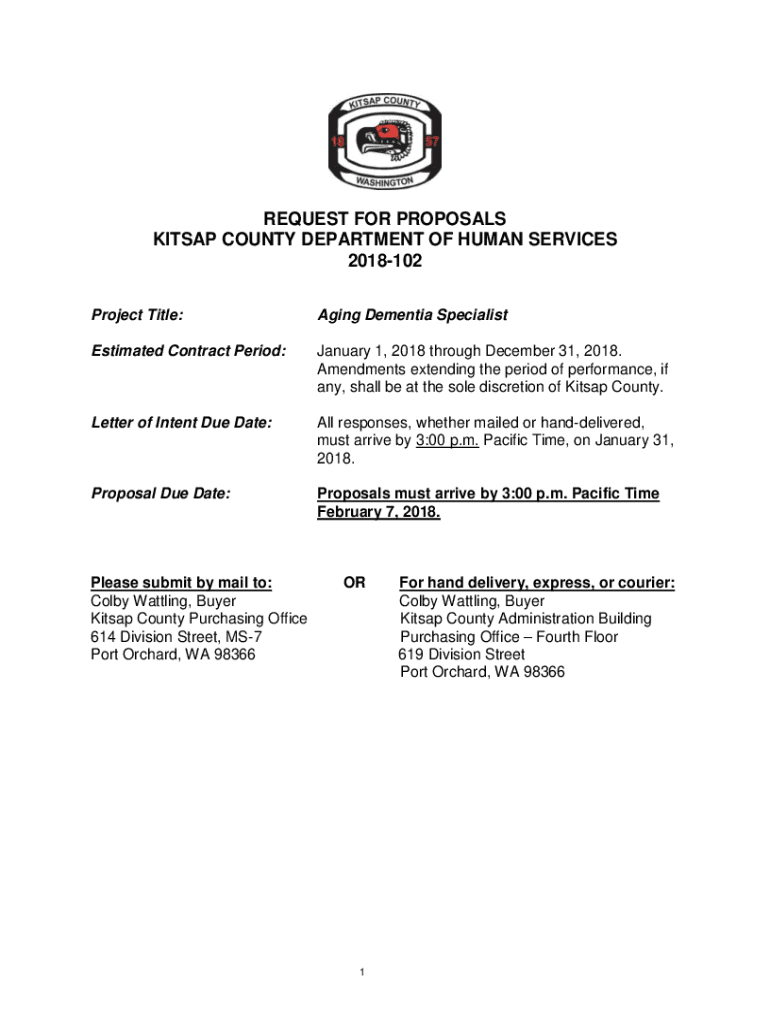 Fillable Online REQUEST FOR PROPOSALS KITSAP ... Fax Email Print - pdfFiller