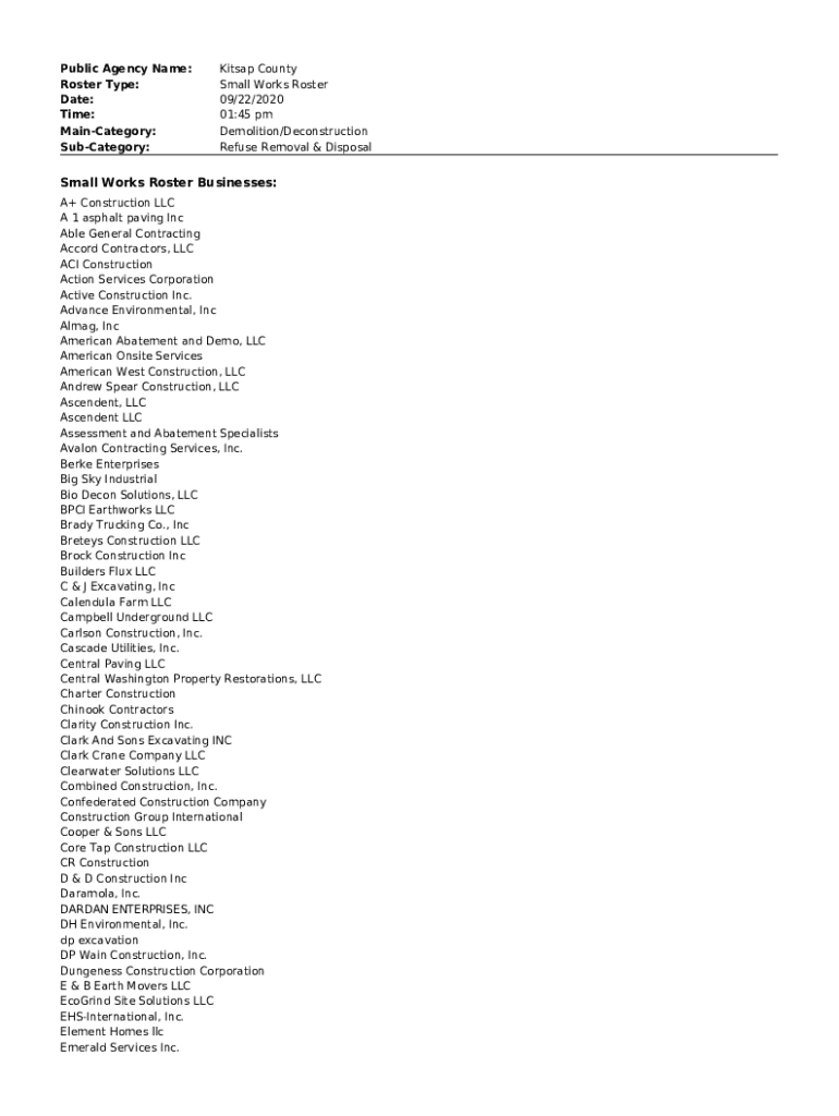 Fillable Online Small Works Roster Businesses: Fax Email Print - pdfFiller