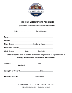 Fillable Online Temporary Display Permit Application Fax Email Print ...