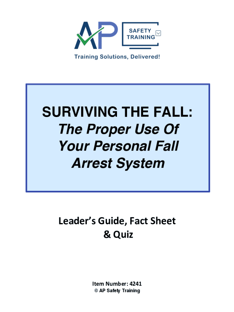 Fillable Online The Proper Use Of Your Personal Fall Arrest System Fax ...