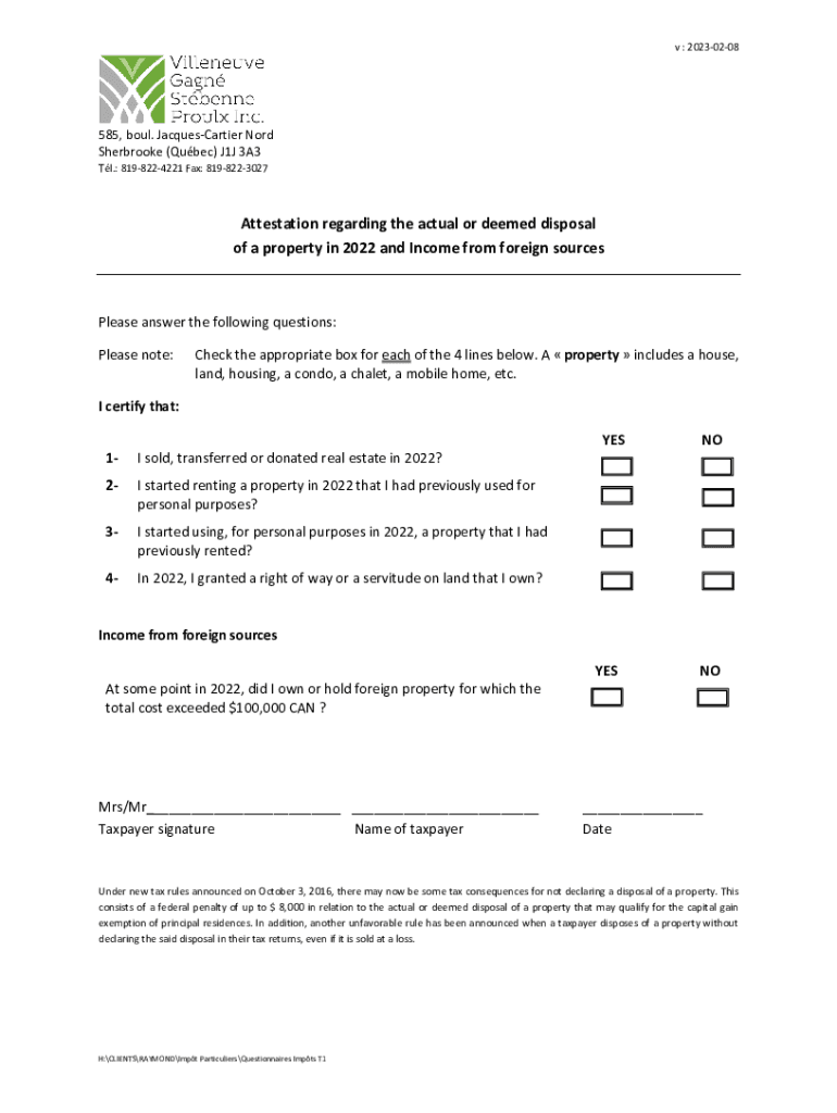 Fillable Online Attestation regarding the actual or deemed disposal of ...