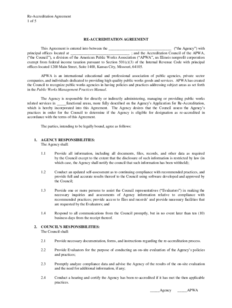 Fillable Online Accreditation Agreement: Definition & Sample Fax Email ...