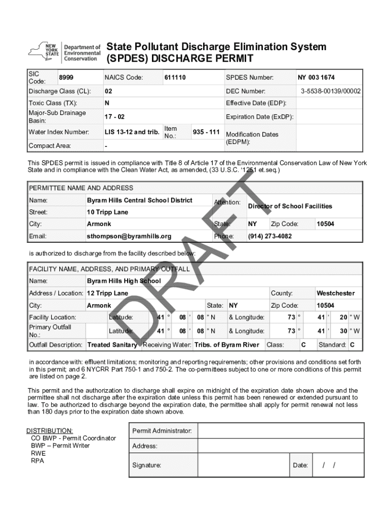 Fillable Online Draft SPDES Permit 3-5538-00139/00002. A draft DEC ...