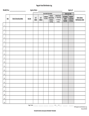 Fillable Online Regular Food Distribution Log.xlsx Fax Email Print ...