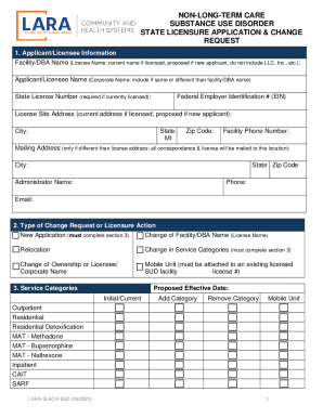 Fillable Online Substance Use Disorder Licensing and Certification ...