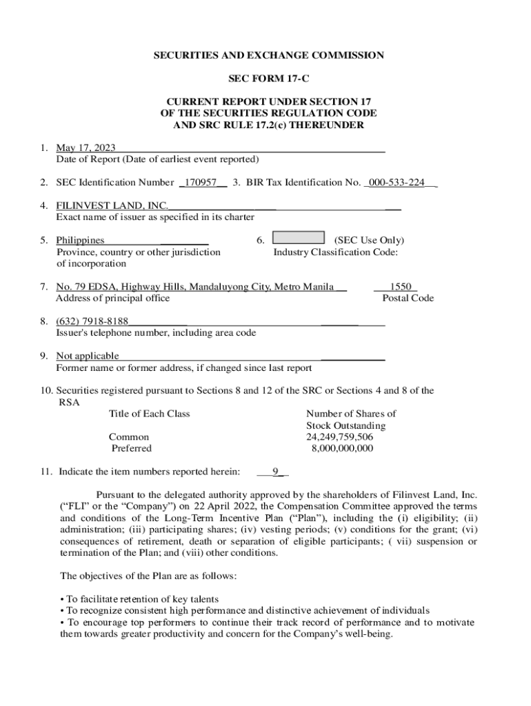 Fillable Online SEC Form 17-C Items approved by the BOD on May 29, 2023 ...