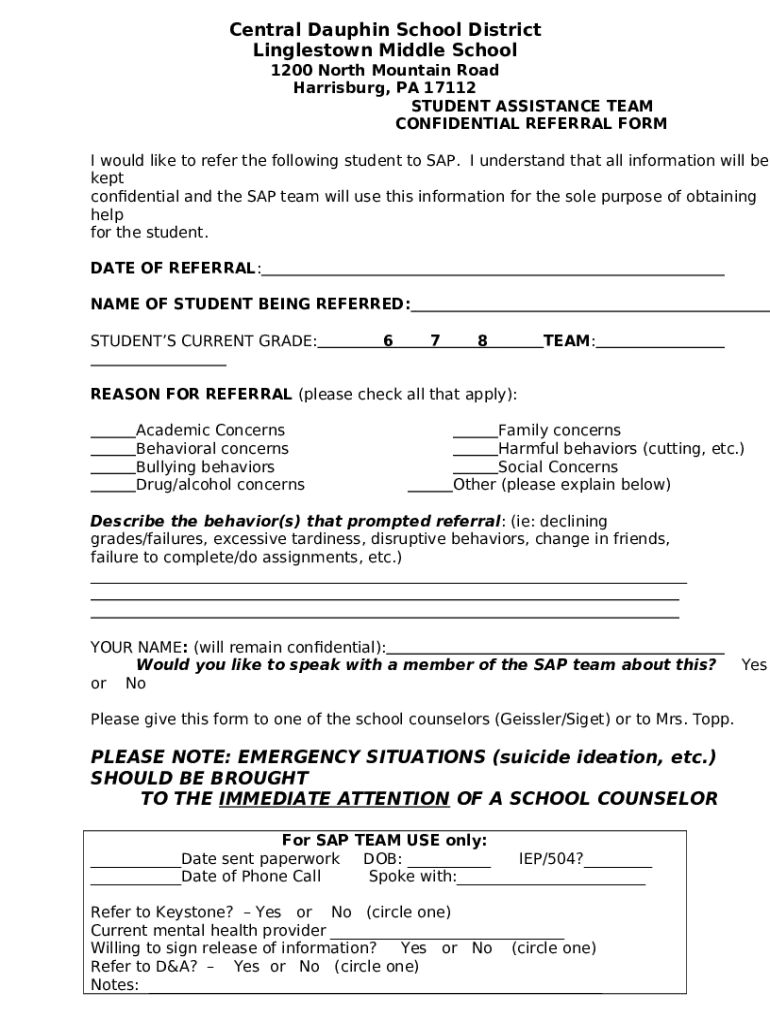 School Counseling Office / Student Assistance Program ... Doc Template ...
