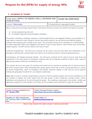 Tender Package Request for Bid Stores. ... Doc Template | pdfFiller