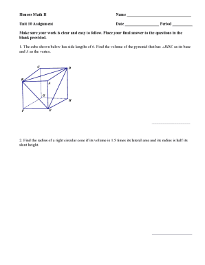Fillable Online Unit 10 Assignment - Honors Math II Name Fax Email ...