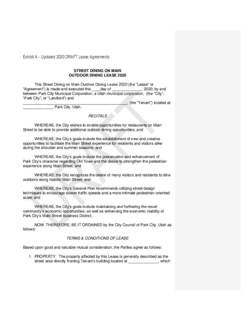 Fillable Online Exhibit AUpdated 2020 DRAFT Lease Agreements Fax Email ...