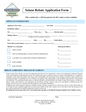 Fillable Online Solano Rebate Application Form Fax Email Print - pdfFiller