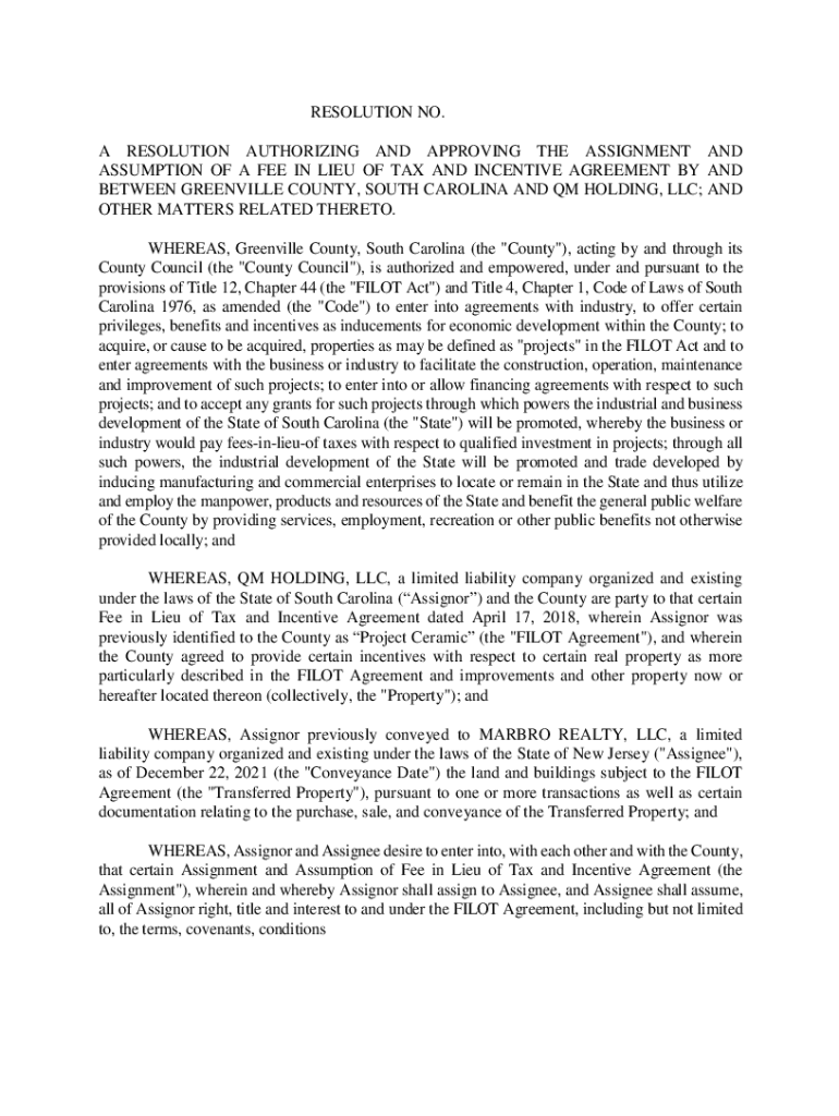 Fillable Online A RESOLUTION CONSENTING TO AN ASSIGNMENT ... Fax Email ...