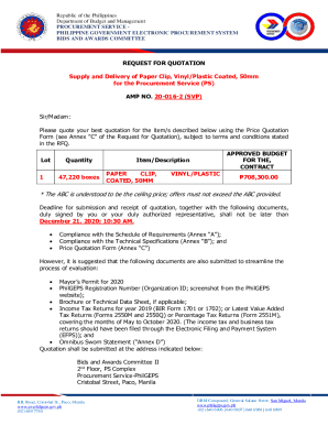 Fillable Online Request for Quotation No 202205110 1st Quarter ... Fax ...