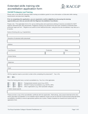 Fillable Online Extended skills training site accreditation application ...