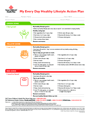 Completable En línea My Every Day Healthy Lifestyle Action Plan Fax ...