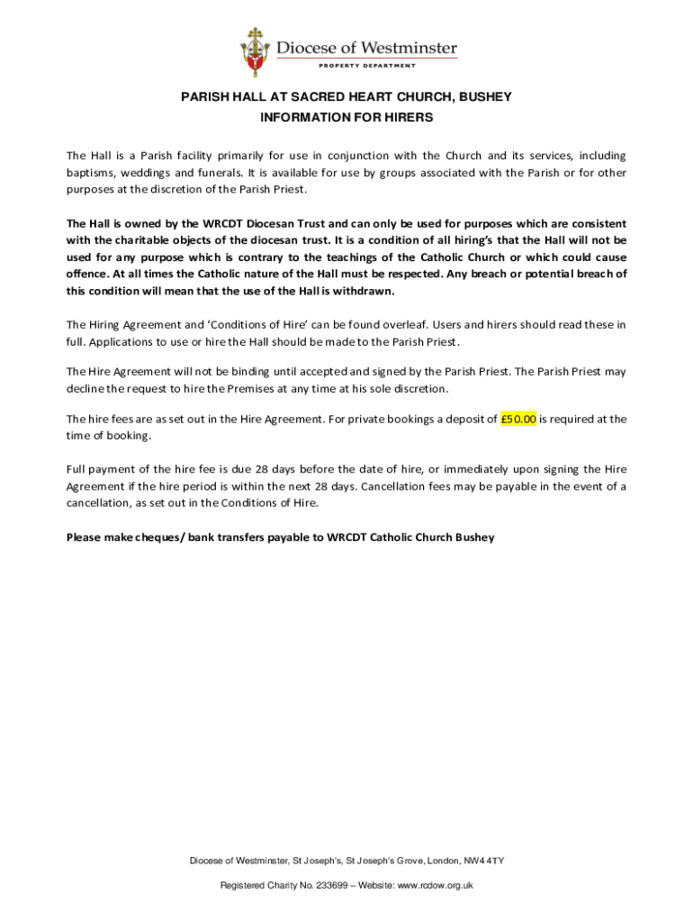 Fillable Online parish rcdow org Bishop: Recovery decisions made at the church parish level Fax ...