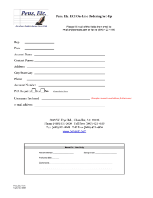 Fillable Online Pens, Etc. ECI On-Line Ordering Set-Up Fax Email Print ...