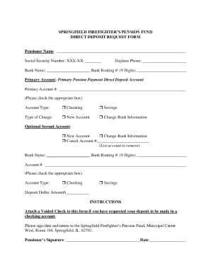 Fillable Online Direct Deposit Request Form - Springfield - City Treasurer Fax Email Print ...