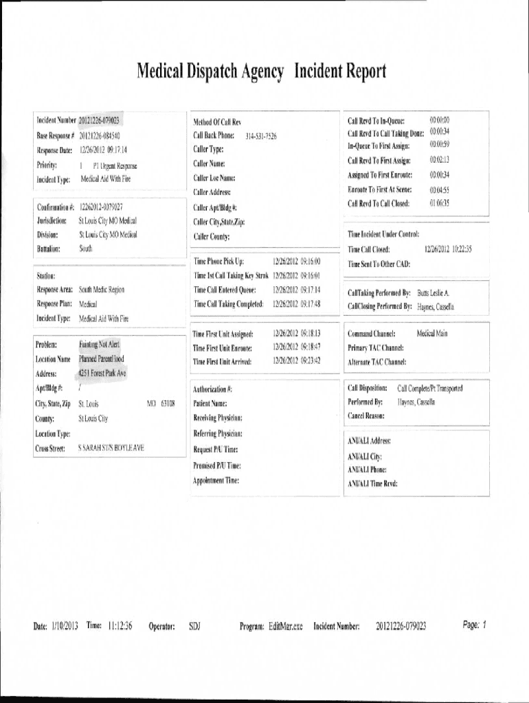Fillable Online Medical Incident Report Form Fax Email Print - pdfFiller