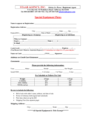 Fillable Online Special Equipment Plates Fax Email Print - pdfFiller