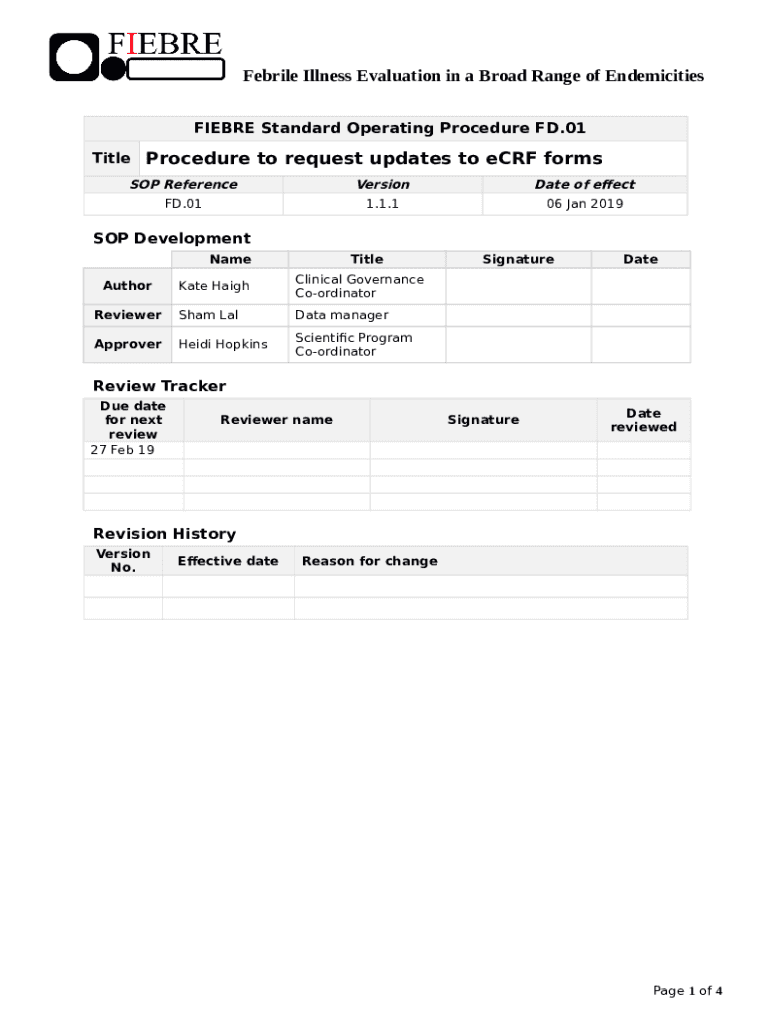 Fillable Online Title Procedure to request updates to eCRF forms Fax ...
