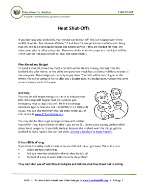 Fillable Online I can't pay my bill. Can the utility shut off my ...