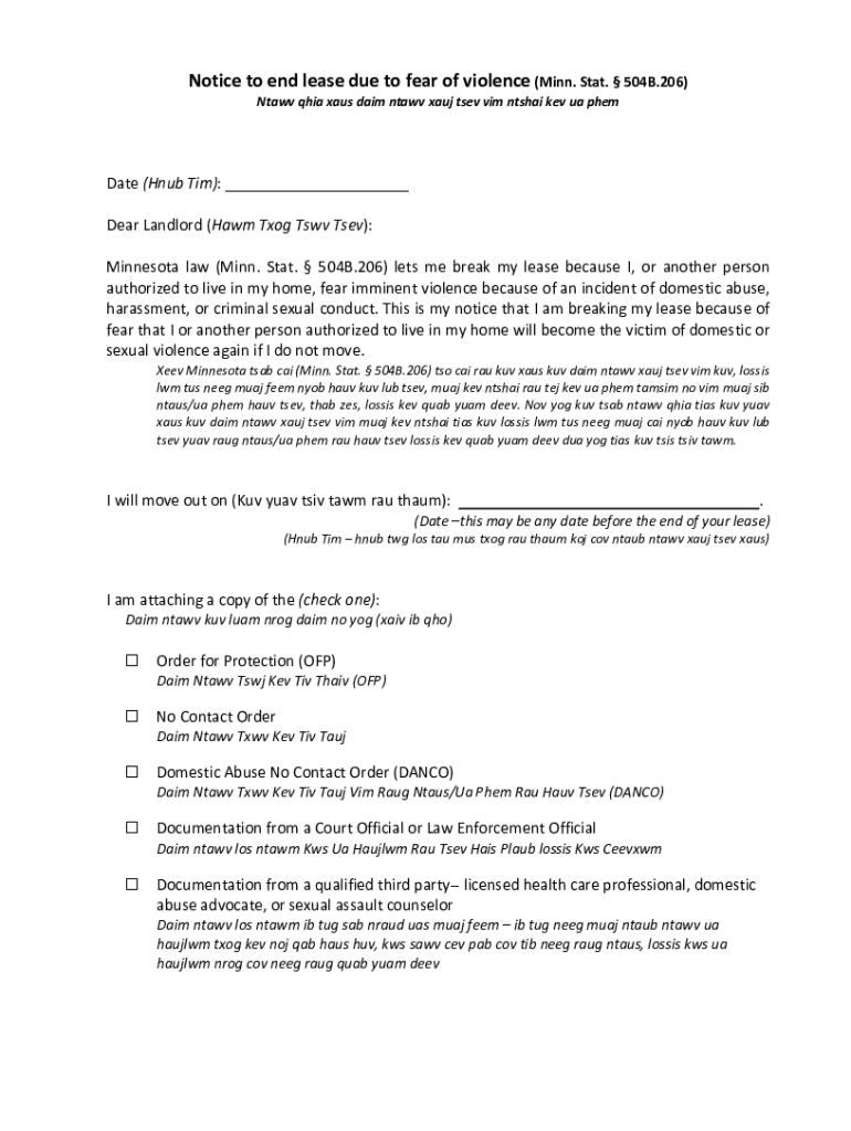 Fillable Online 504b.206 right of victims of violence to terminate ...