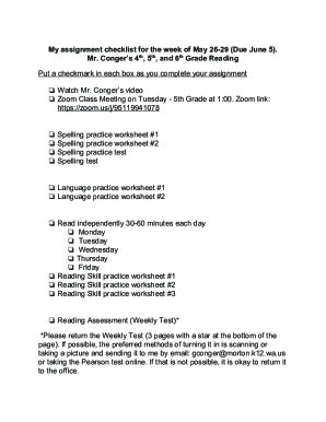 Fillable Online Results for editable assignment checklist Fax Email ...