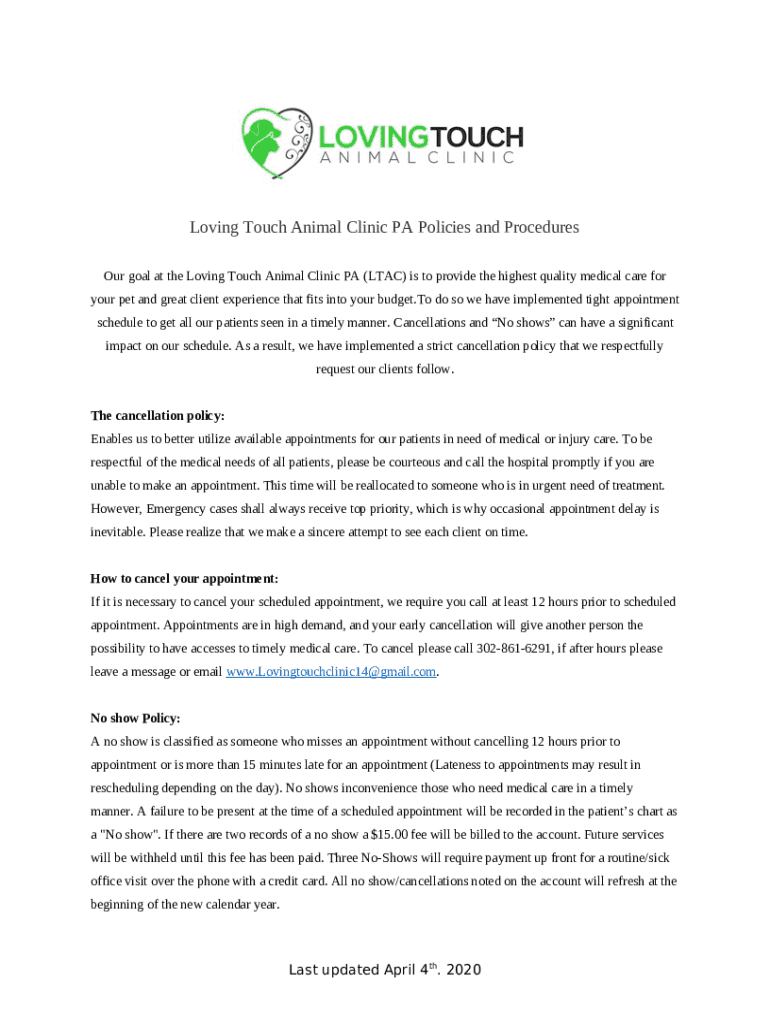 loving-touch-animal-clinic-pa-policies. ... Doc Template | pdfFiller