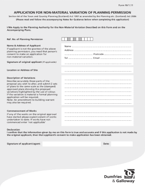 Fillable Online Non material variation of Planning Permission ...