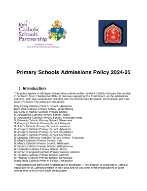 Fillable Online Primary school admission policy for September 2024 to ...