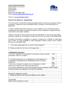 Fillable Online Apprentices - Council tax discount form Fax Email Print ...