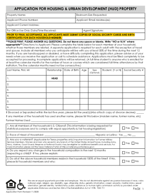 Fillable Online APPLICATION FOR HOUSING & URBAN DEVELOPMENT (HUD) PROPERTY Fax Email Print ...