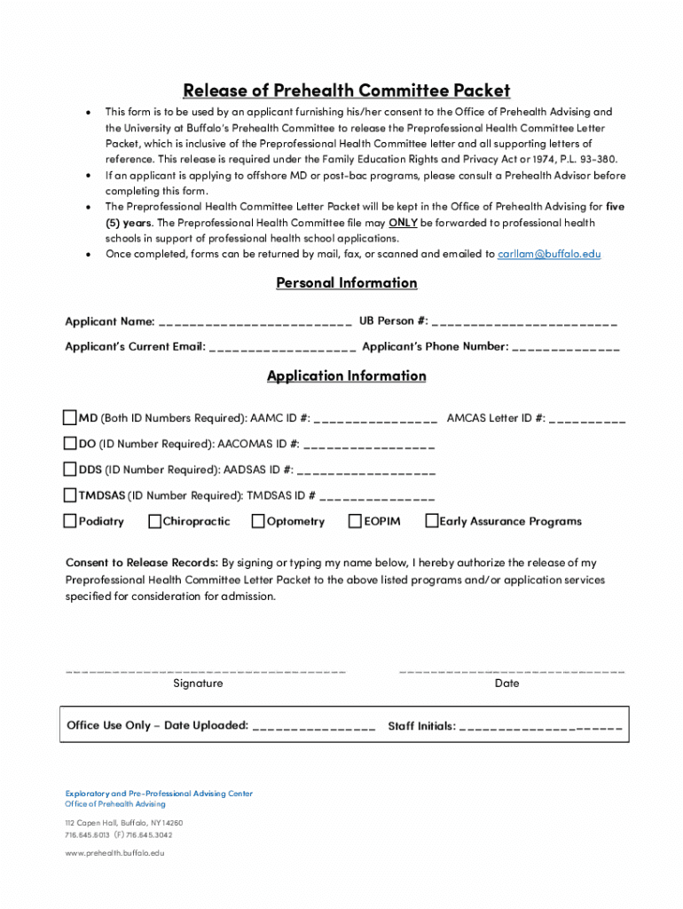 Fillable Online Advising and FormsPre-Professional Health Program Fax Email Print - pdfFiller
