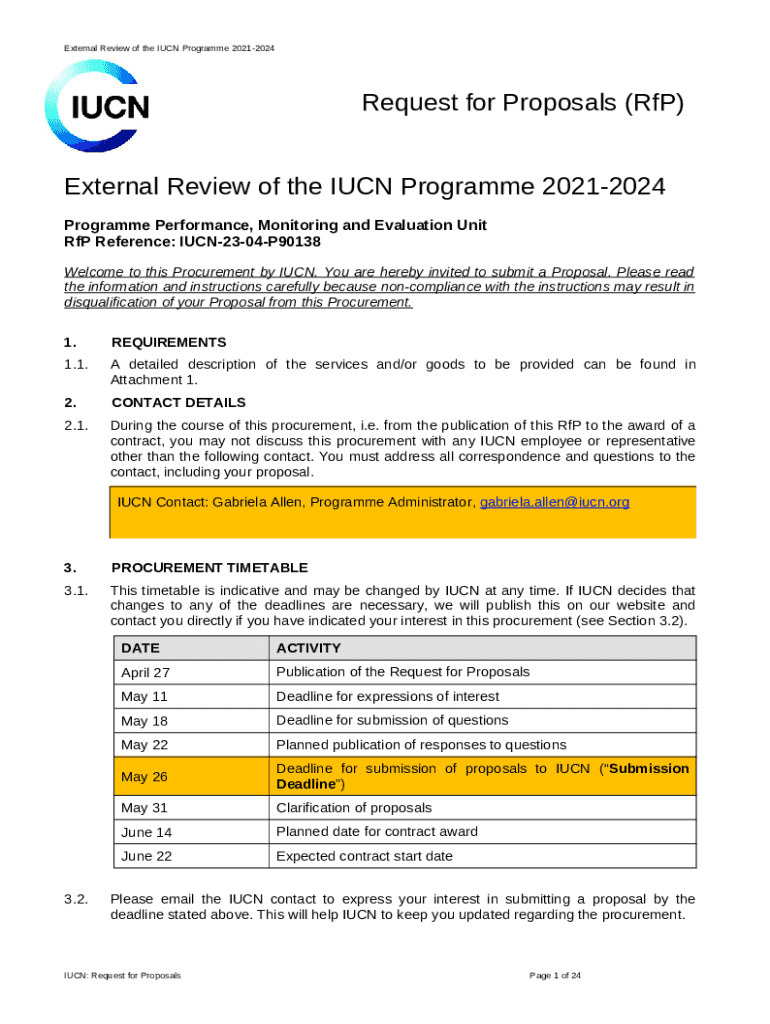 Request for Proposals (RfP) Strategic Review of IUCN's ... Doc Template ...